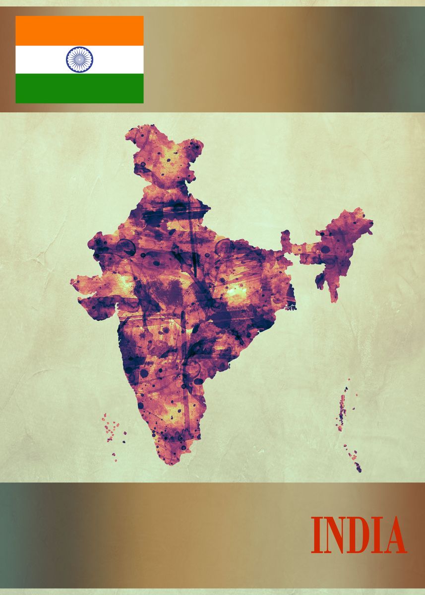 'India Map with Flag' Poster, picture, metal print, paint by Towseef ...