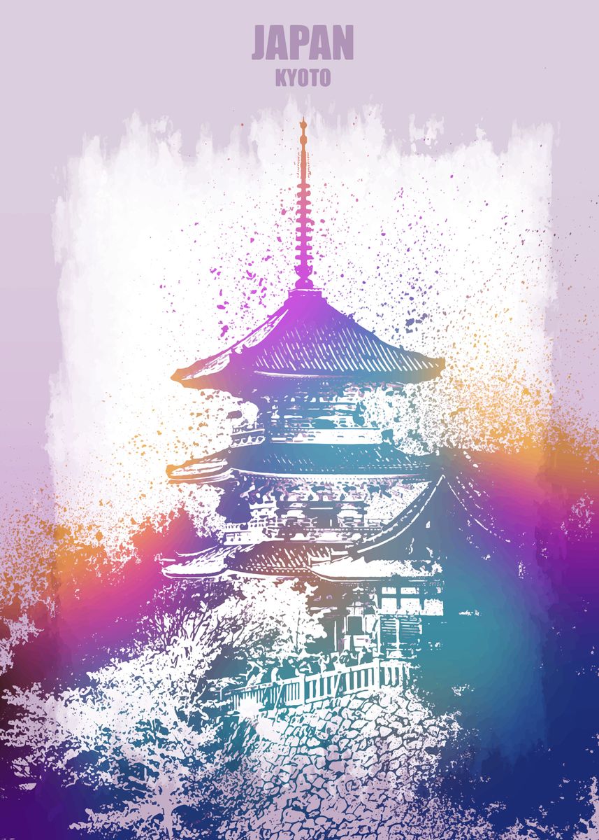 'Japan Kyoto Rainbow Splash' Poster, picture, metal print, paint by ...