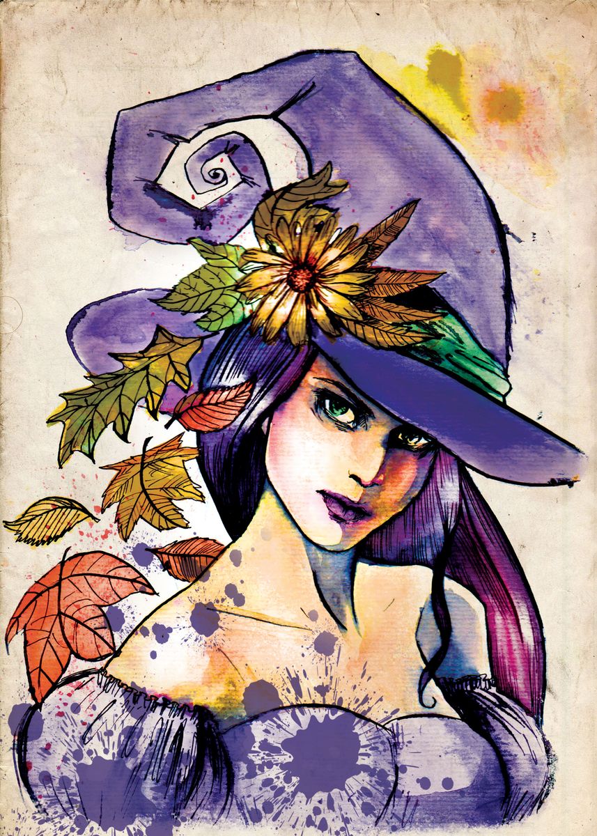 'Autumn witch' Poster by Kissa Maraña | Displate