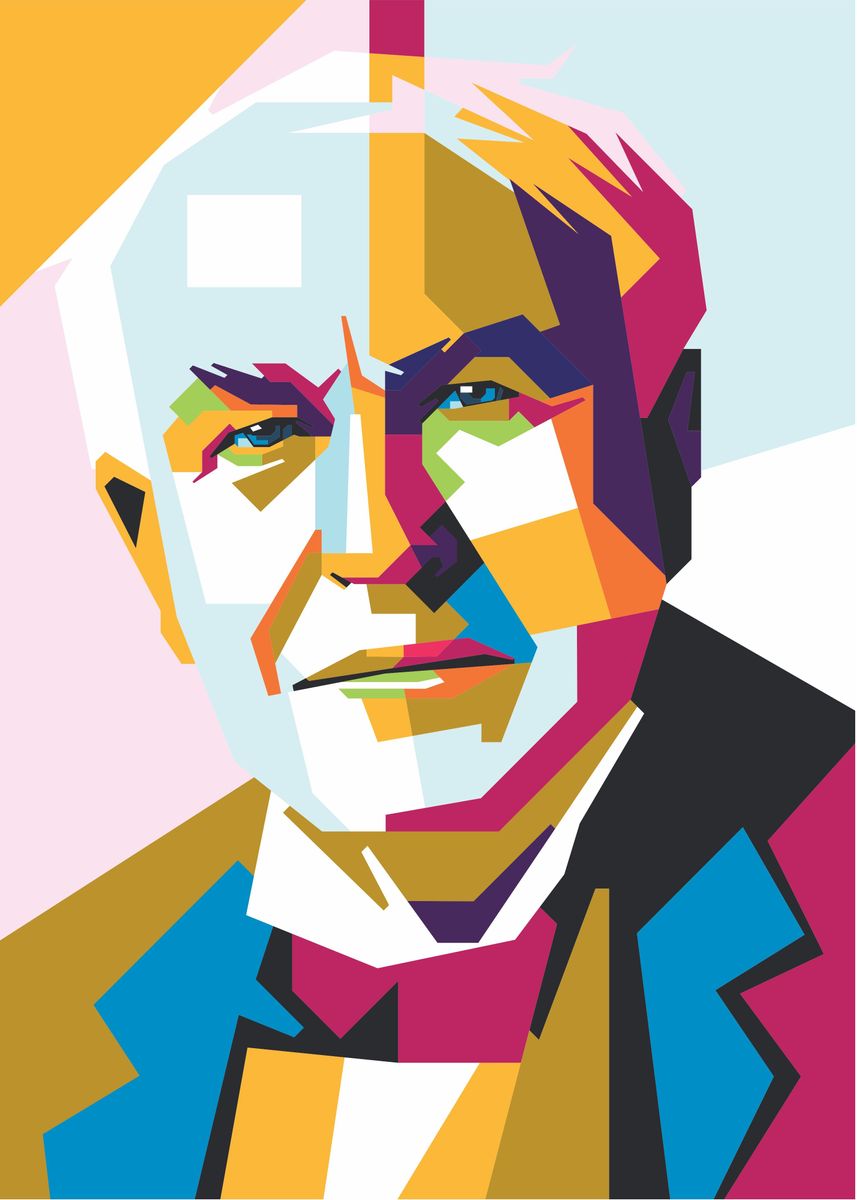 'Thomas Alva Edison' Poster, picture, metal print, paint by firmanalief ...