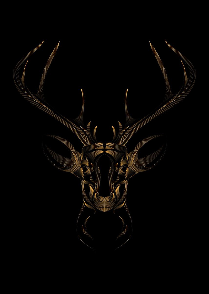 'DEER GOLD VECTOR ANIMALS' Poster by Turie Art | Displate