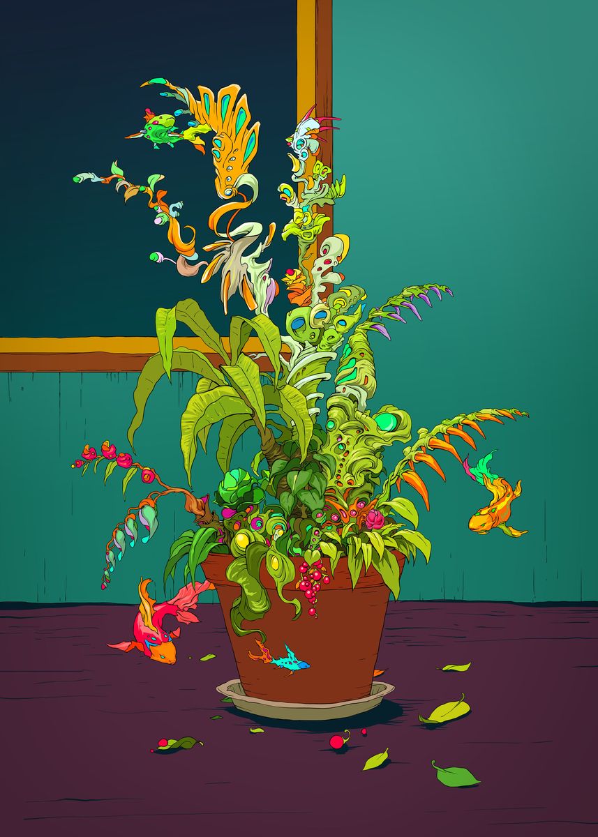 'Fishbowl' Poster, picture, metal print, paint by shiroartboy | Displate