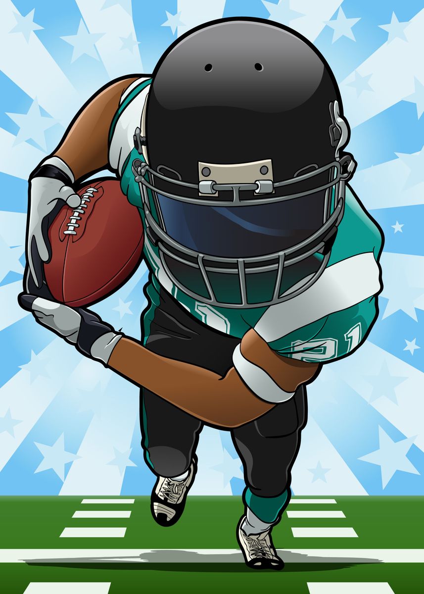 'Running back' Poster, picture, metal print, paint by William Rossin ...