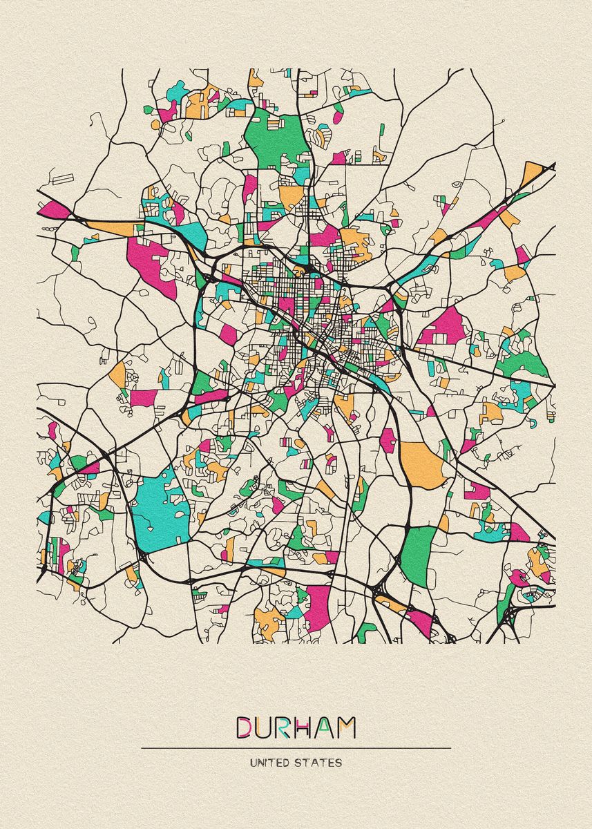 'Durham Map' Poster, picture, metal print, paint by Deniz A. | Displate