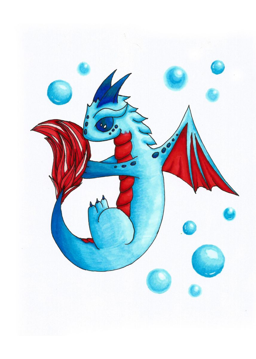 'Blue Bubbles Dragon' Poster by Angelique Venter | Displate