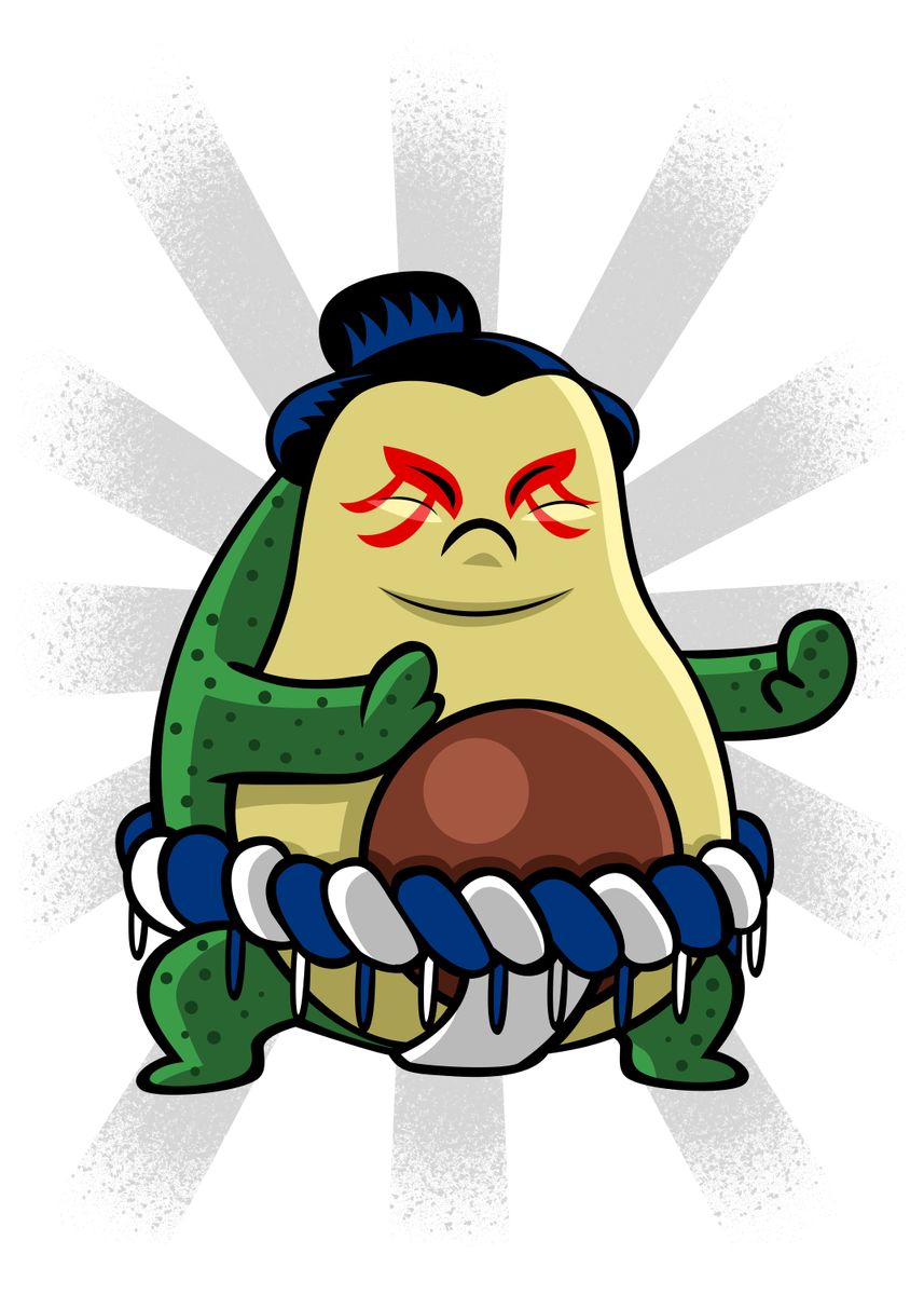 'Avocado Sumo' Poster, picture, metal print, paint by Alberto Perez ...