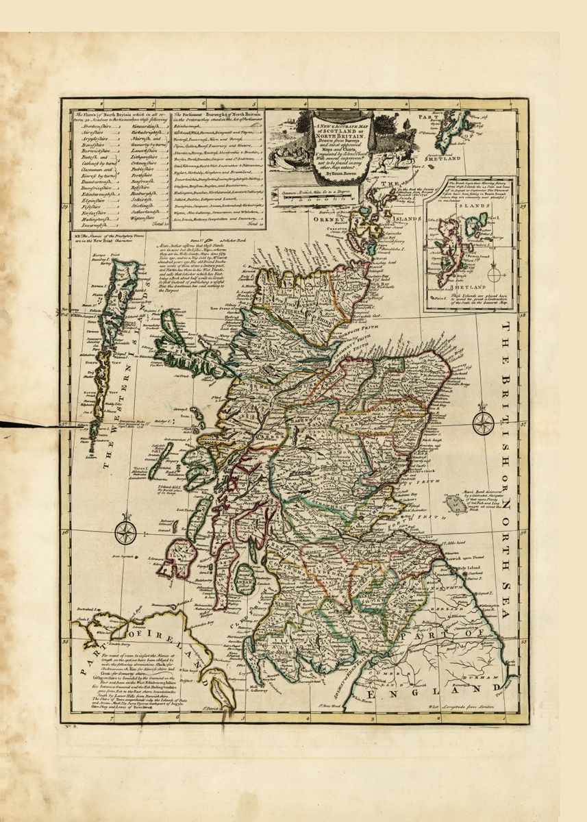 'Map of Scotland 1752' Poster, picture, metal print, paint by Janice M ...