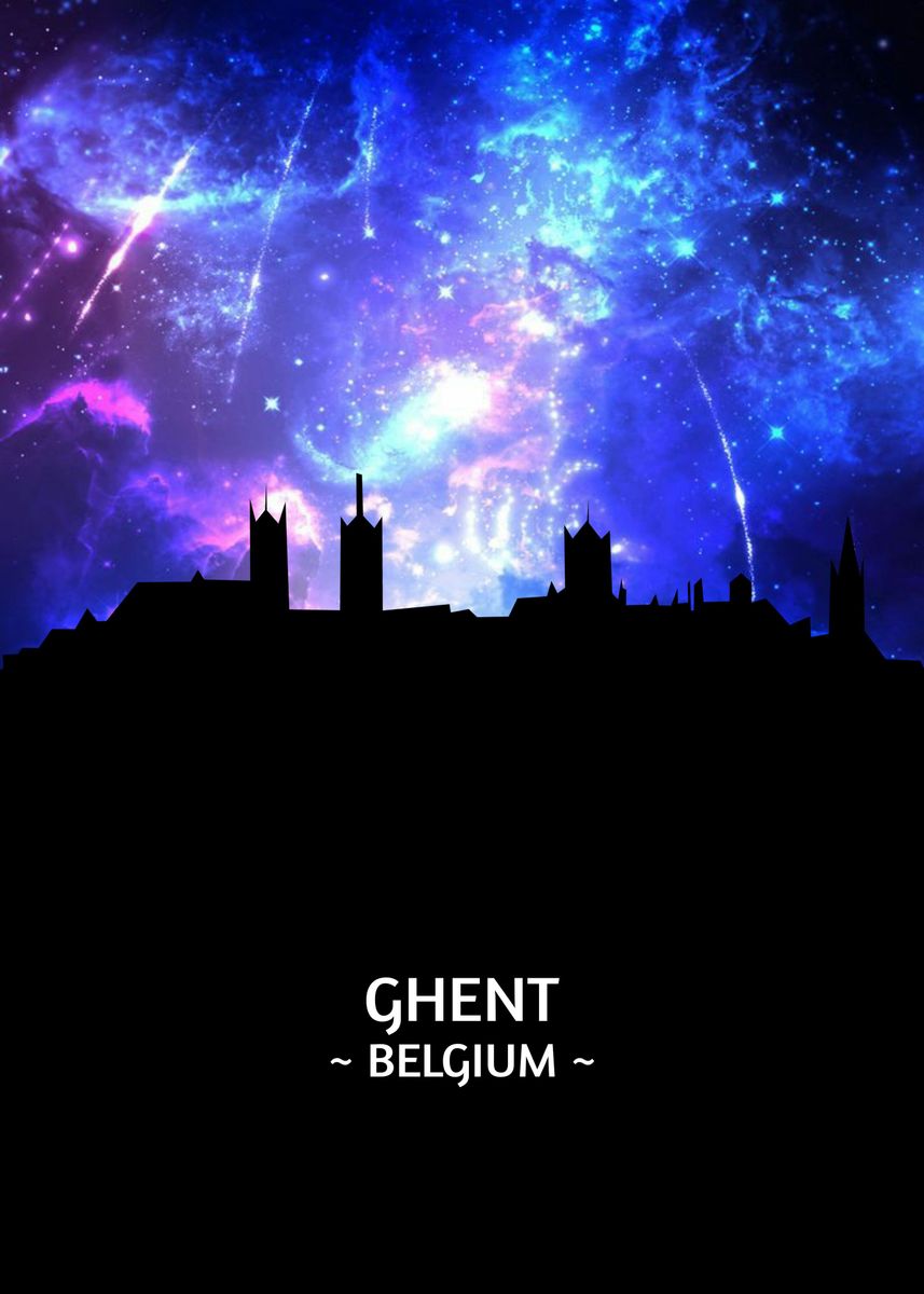 'Ghent Belgium Skyline ' Poster by Skyline Studio | Displate