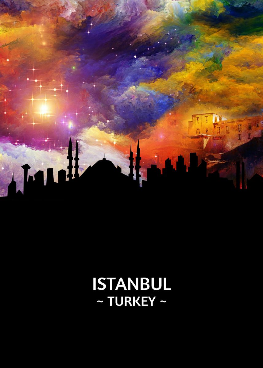 'Istanbul Turkey Skyline ' Poster by Skyline Studio | Displate