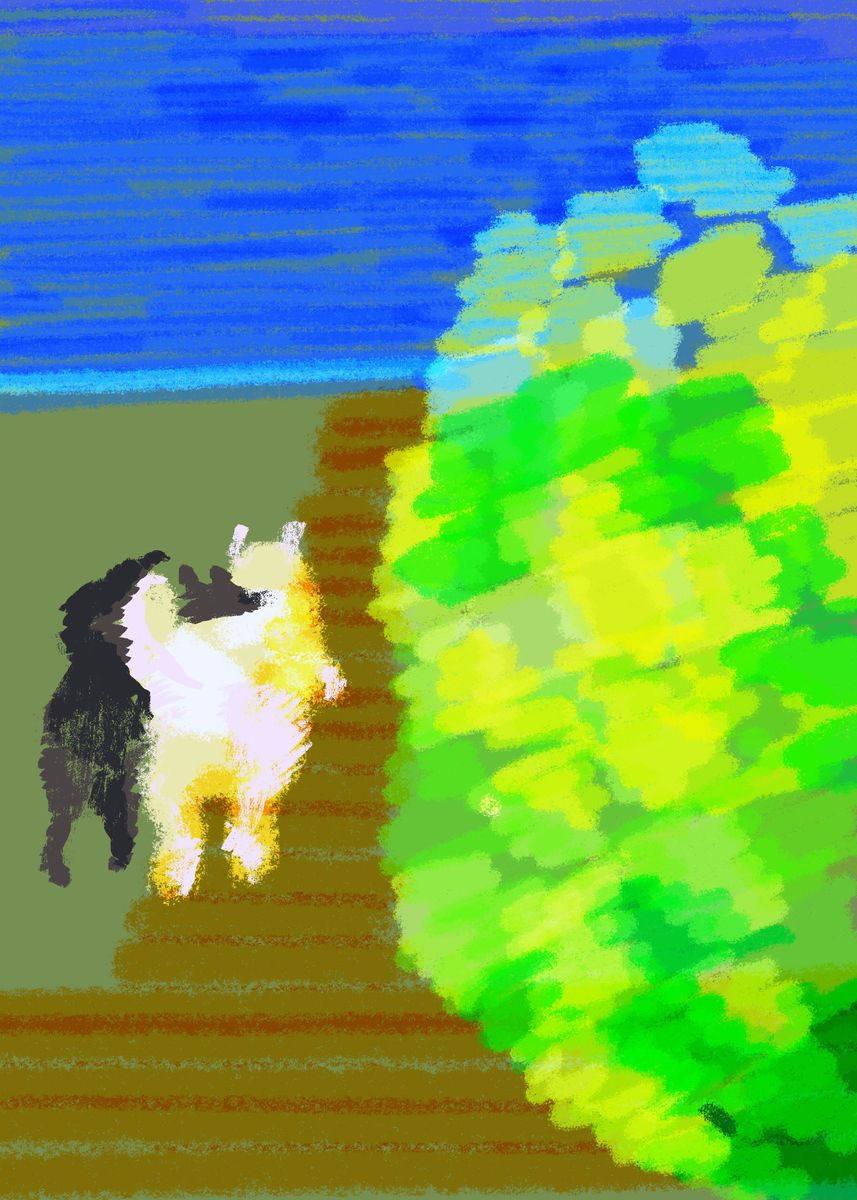 'Dogs happy walk' Poster, picture, metal print, paint by Page Day ...