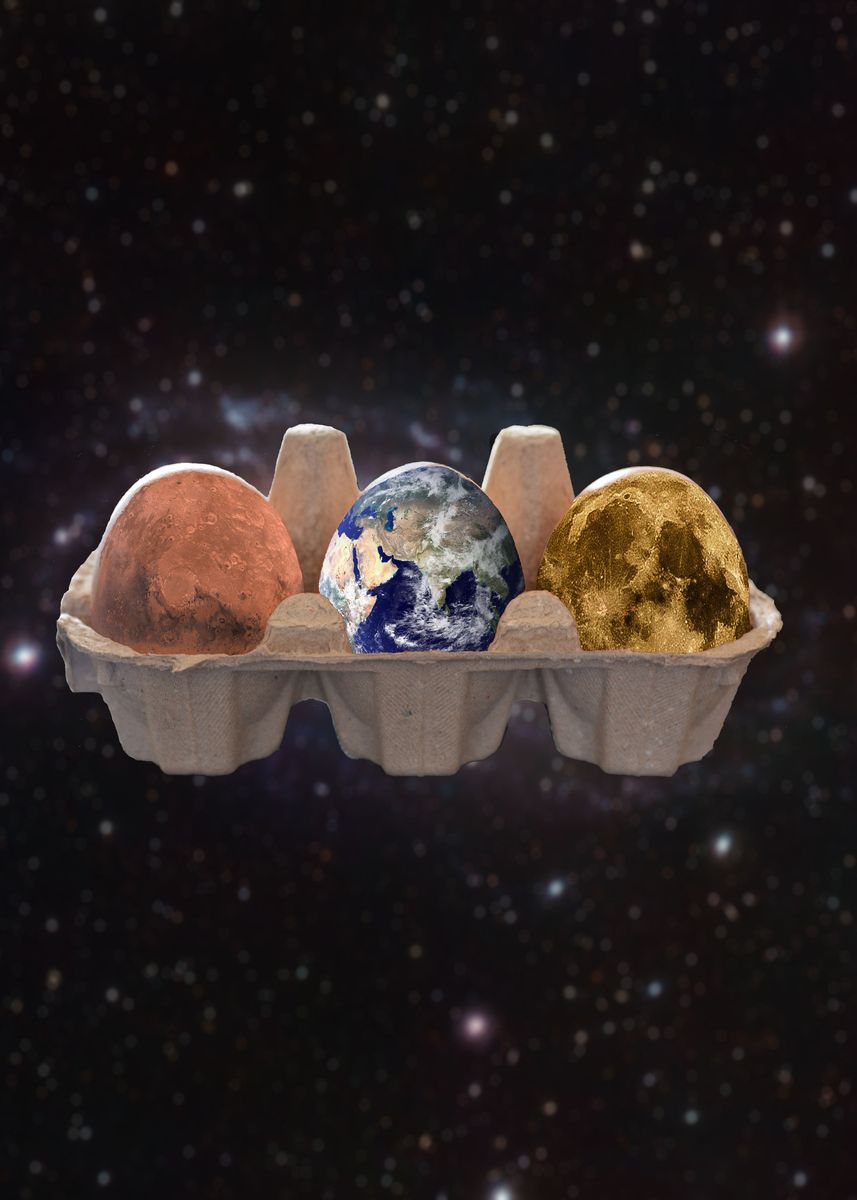 'Space eggs' Poster, picture, metal print, paint by Pixages | Displate