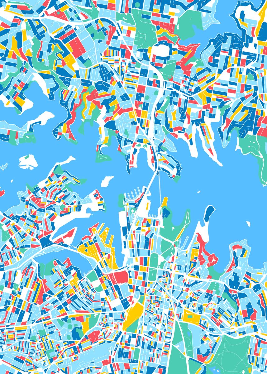 'sydney map retro 5' Poster, picture, metal print, paint by Bekim Art ...