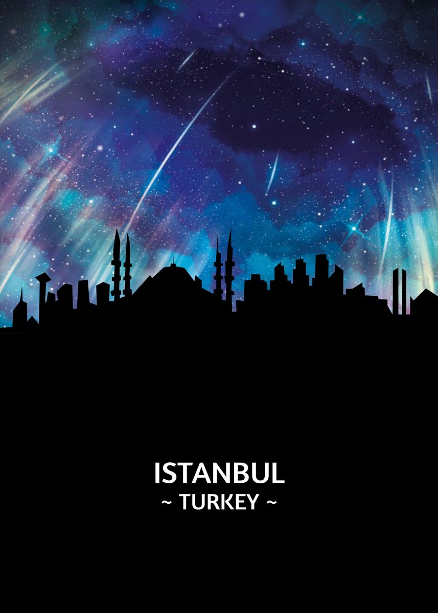 'Istanbul Turkey Skyline ' Poster by Skyline Studio | Displate