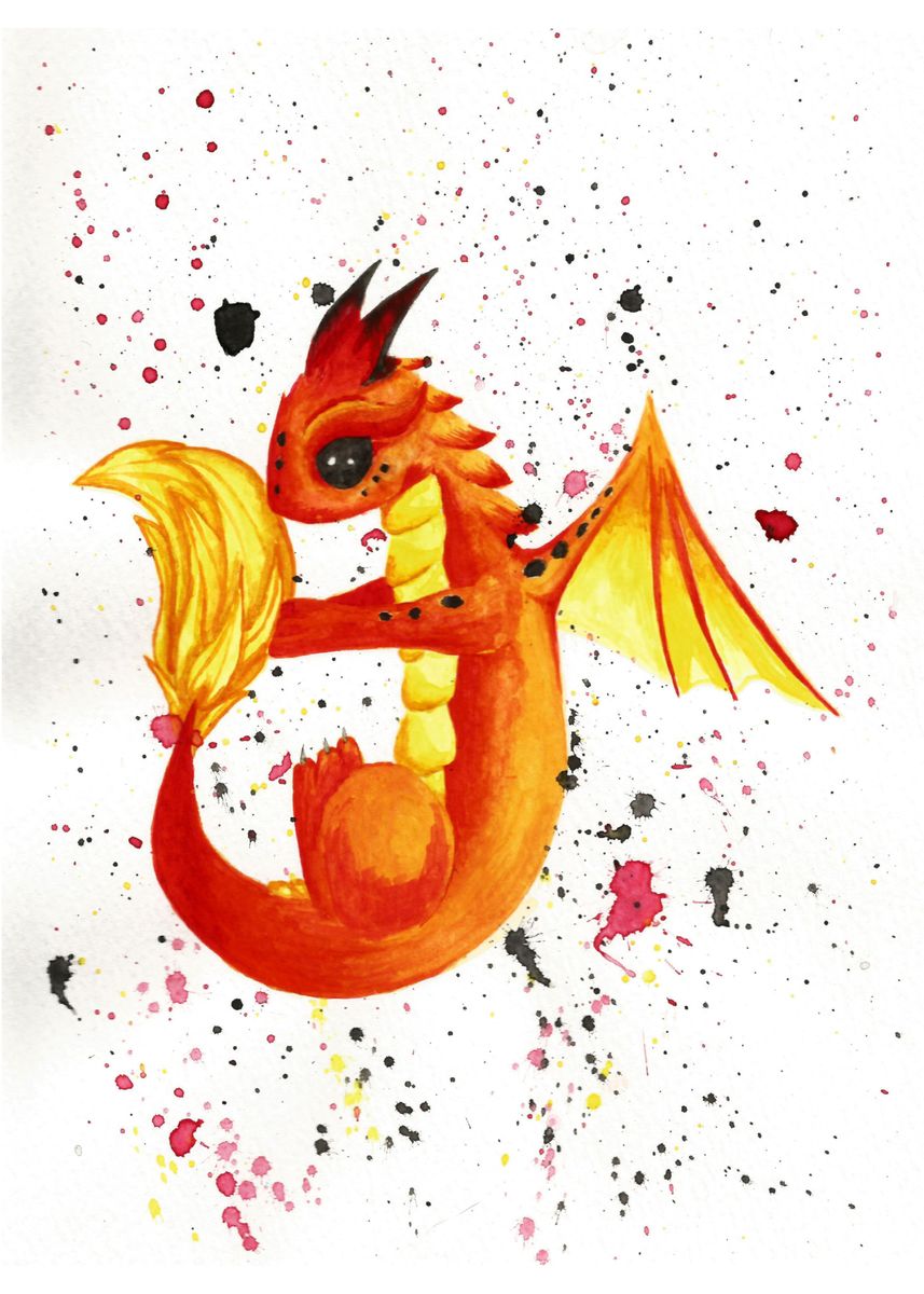 'Red Fire Dragon' Poster, picture, metal print, paint by Angelique ...