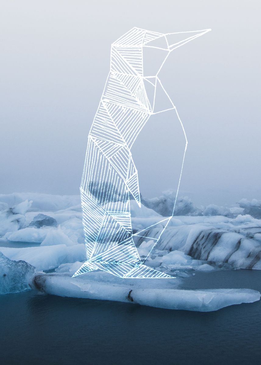 'ice pinguin' Poster, picture, metal print, paint by JMdrawings | Displate