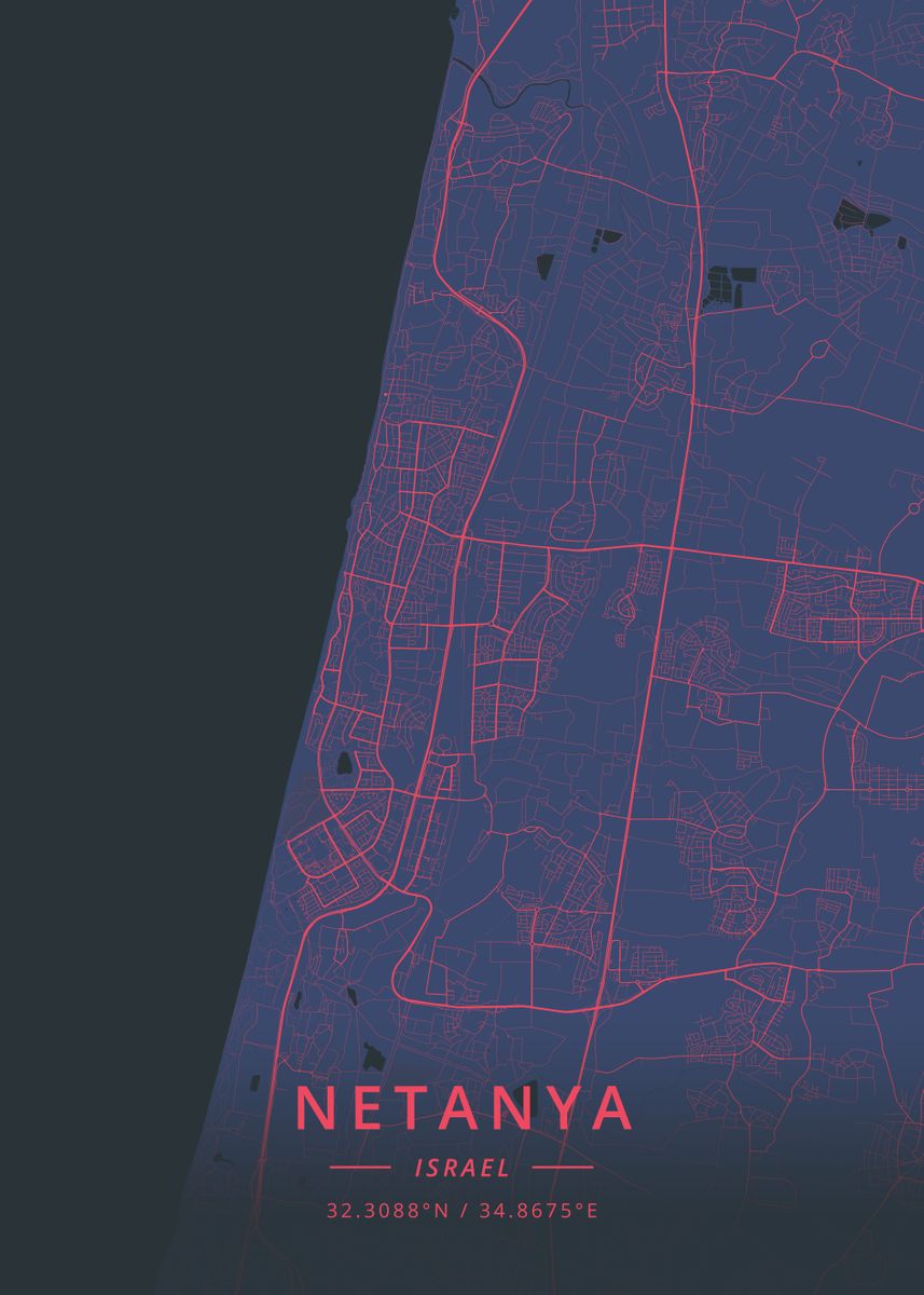 'Netanya Israel' Poster by Designer Map Art | Displate
