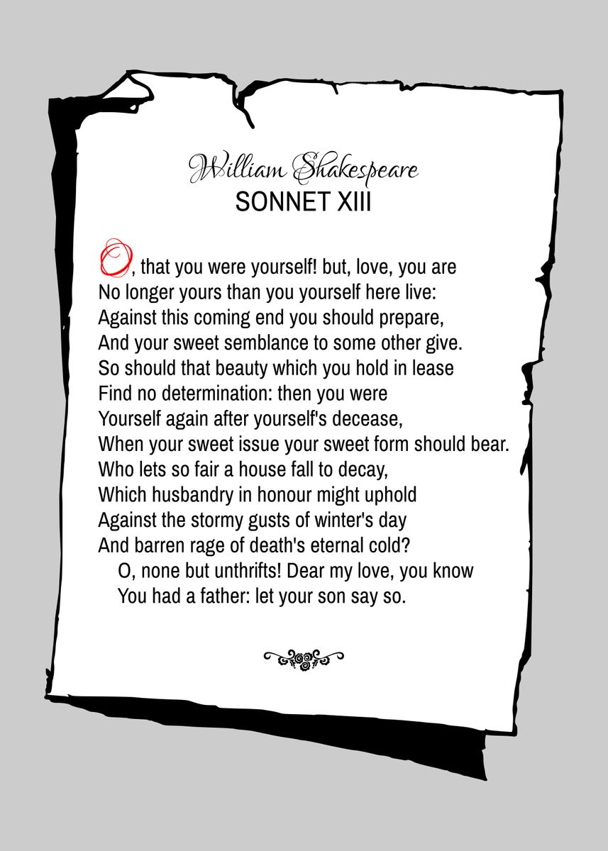 'Shakespeare Sonnet 13' Poster, picture, metal print, paint by Art ...