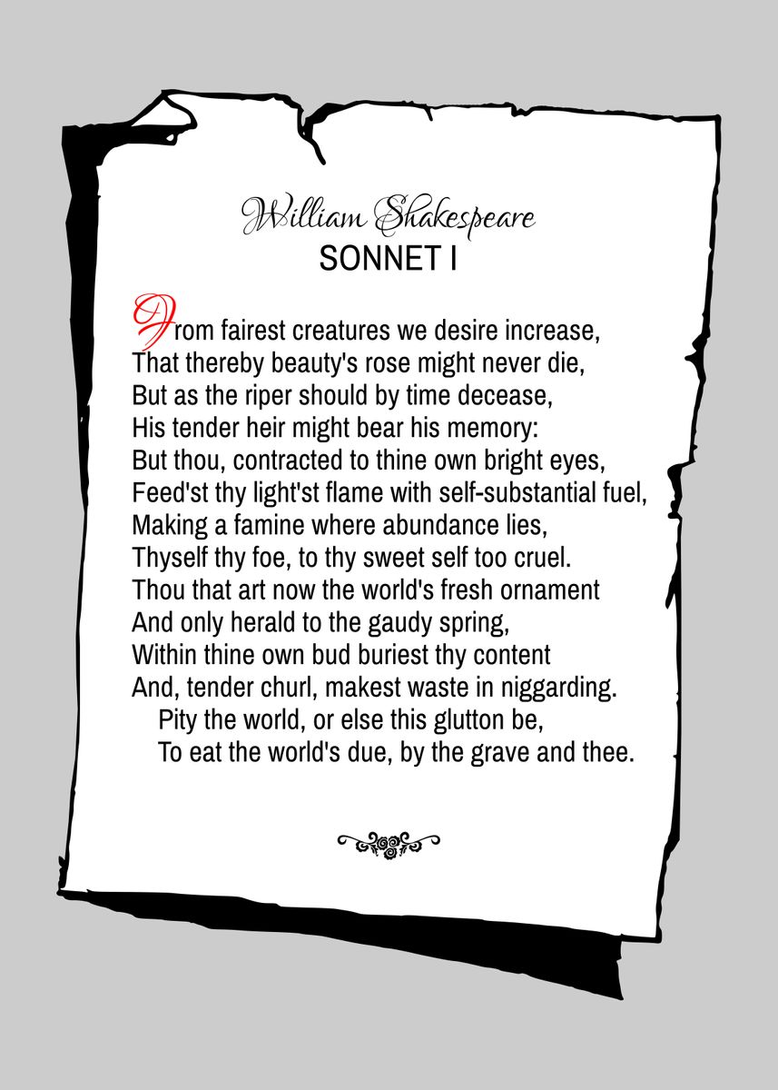 'Shakespeare Sonnet 1' Poster, picture, metal print, paint by Art ...