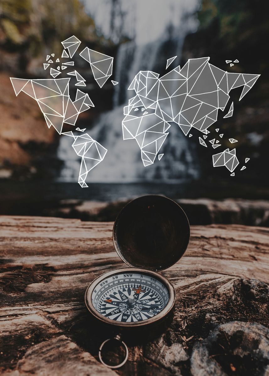 'compass world map' Poster, picture, metal print, paint by JMdrawings ...