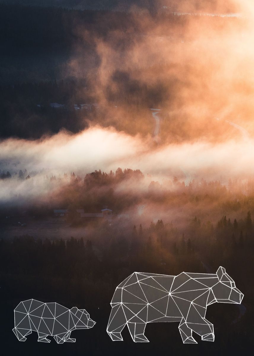 'sunset bear family' Poster, picture, metal print, paint by JMdrawings ...