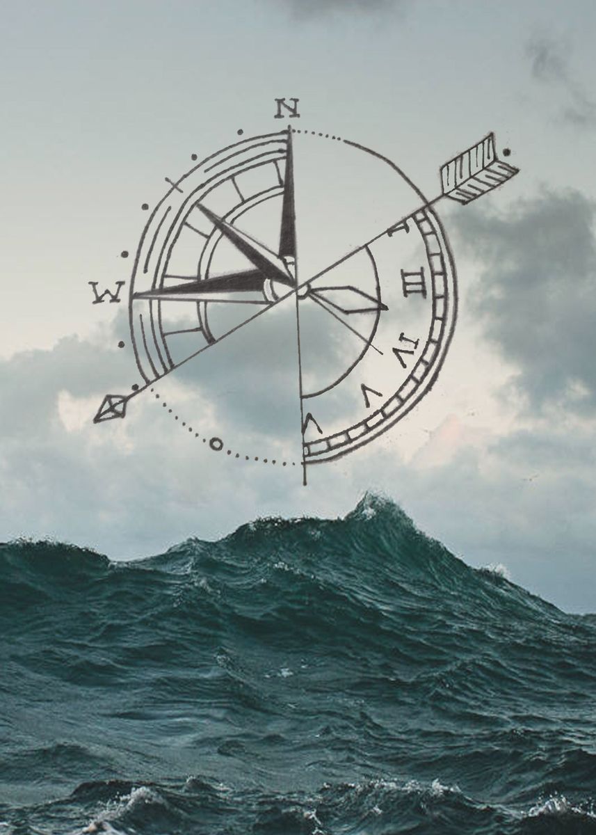 'ocean compass' Poster, picture, metal print, paint by JMdrawings ...