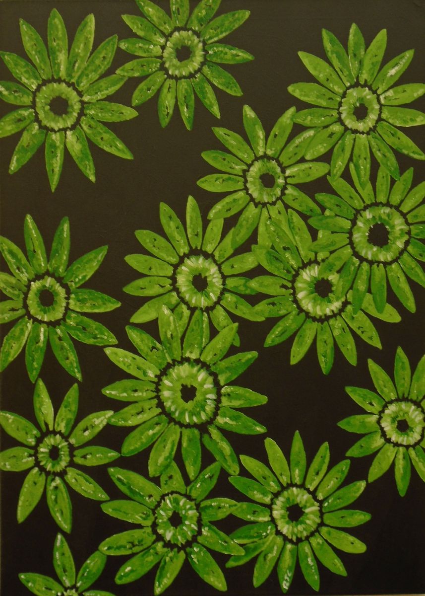 'Green flowers' Poster, picture, metal print, paint by Richard Carrier ...