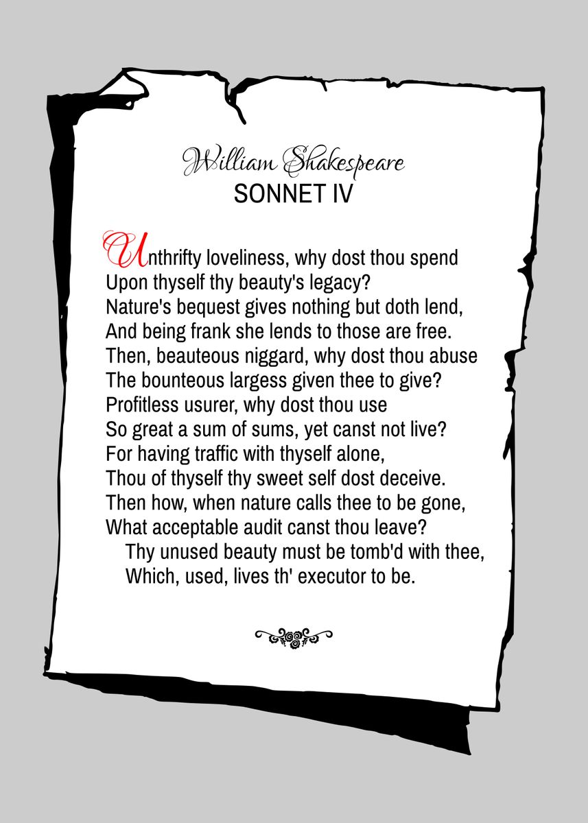 'Shakespeare Sonnet 4' Poster, picture, metal print, paint by Art ...