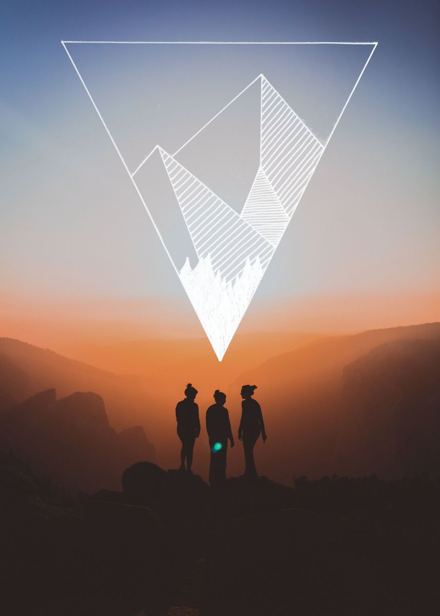 'white triangle mountains' Poster, picture, metal print, paint by ...