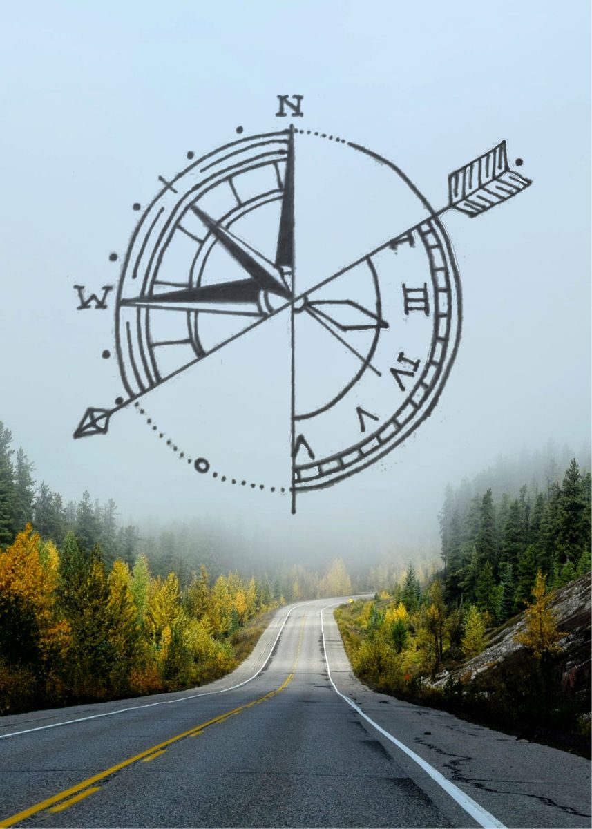 'compass road ' Poster, picture, metal print, paint by JMdrawings ...