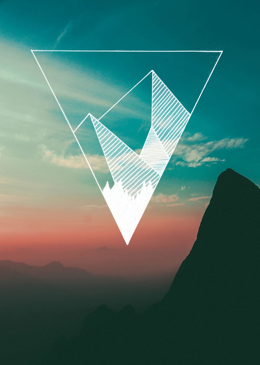 'sunset triangle mountain' Poster by JMdrawings | Displate