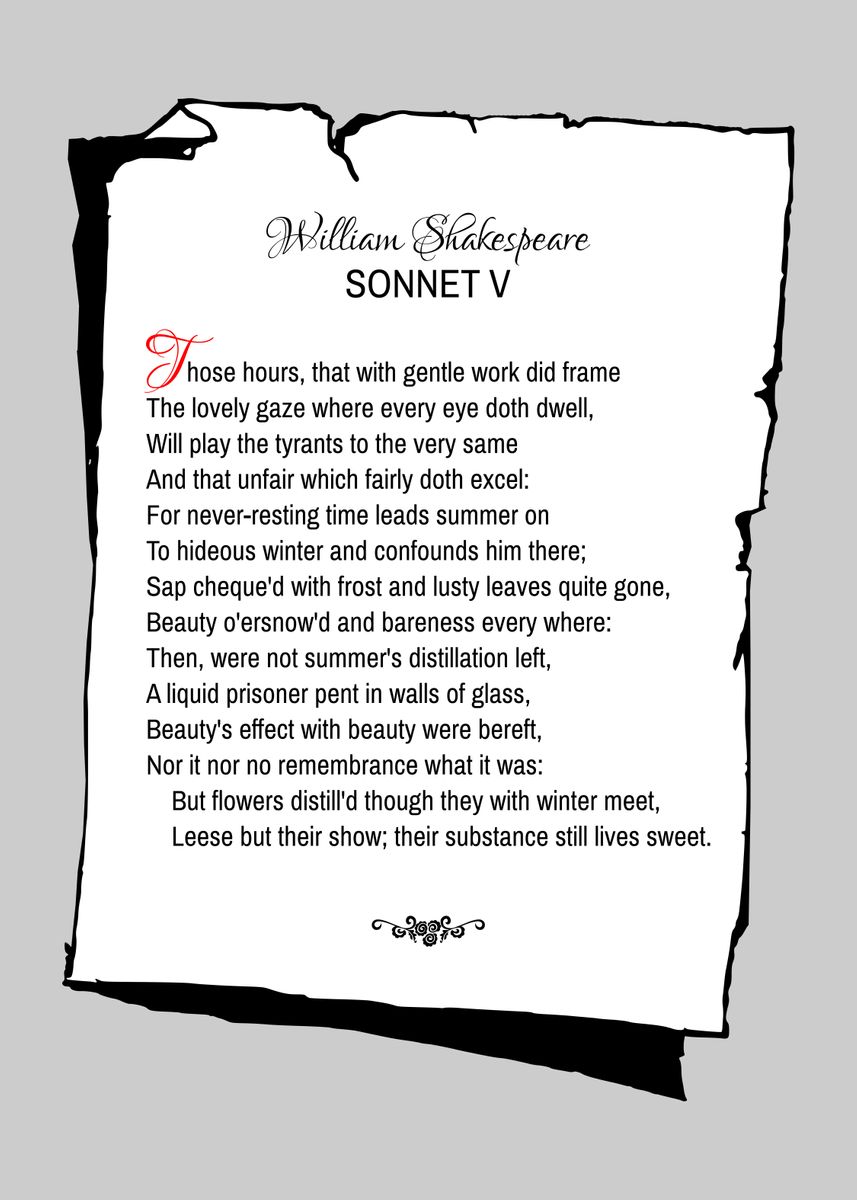 'Shakespeare Sonnet 5' Poster, picture, metal print, paint by Art ...