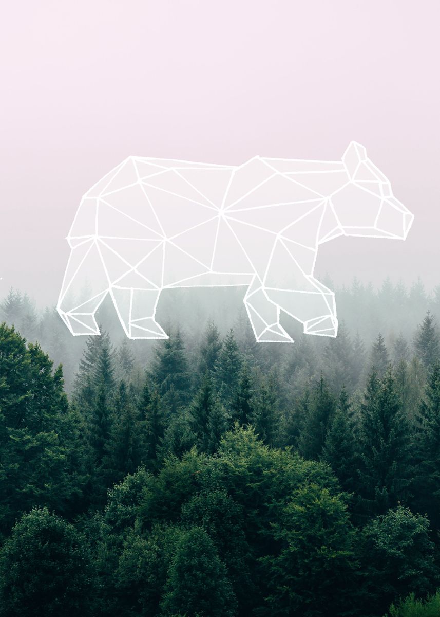 'big bear forest' Poster, picture, metal print, paint by JMdrawings ...