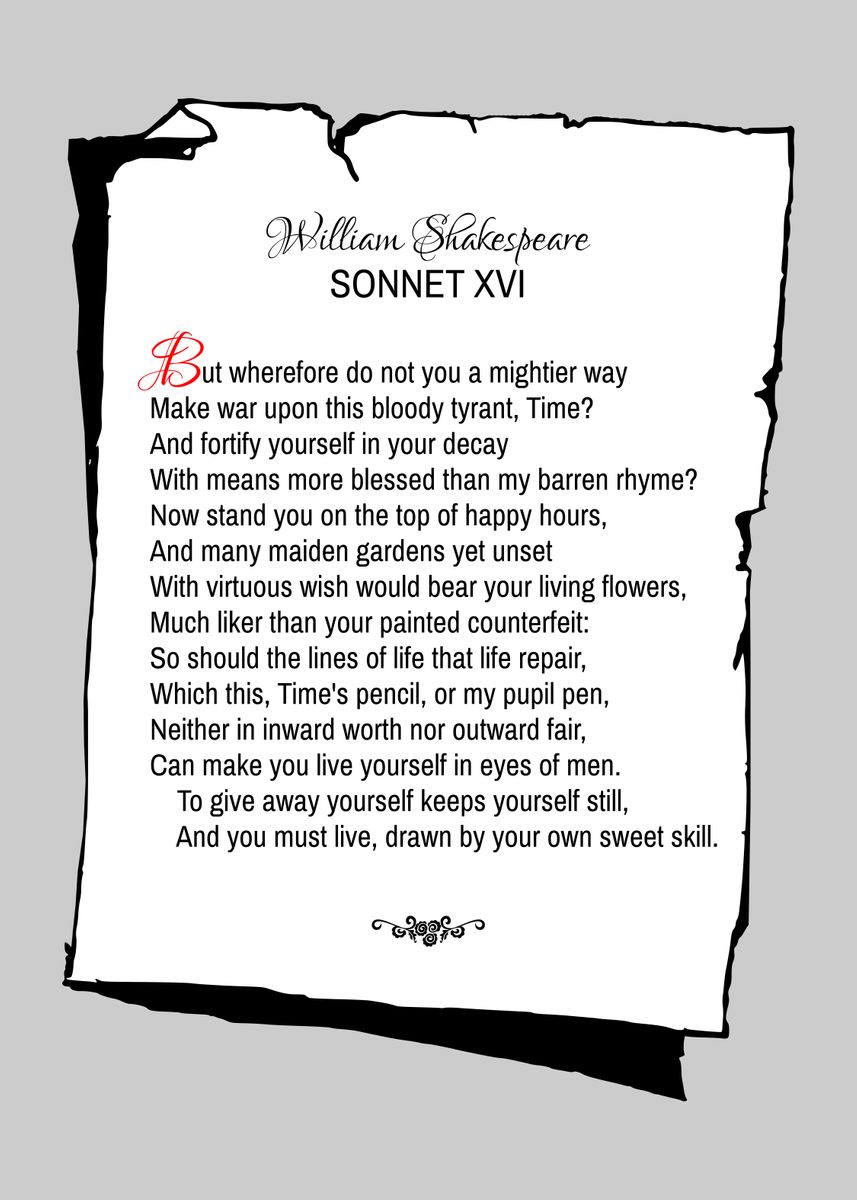 'Shakespeare Sonnet 16' Poster, picture, metal print, paint by Art ...