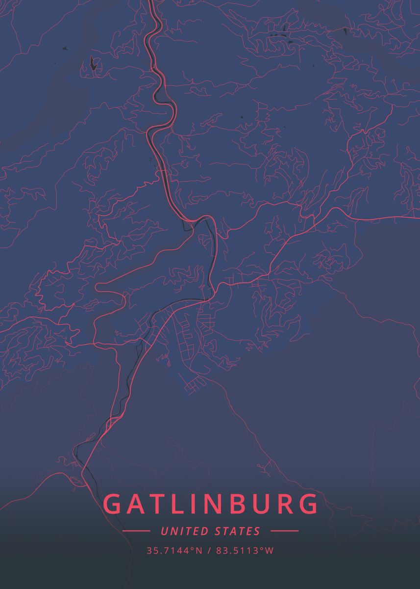 'Gatlinburg United States' Poster by Designer Map Art | Displate