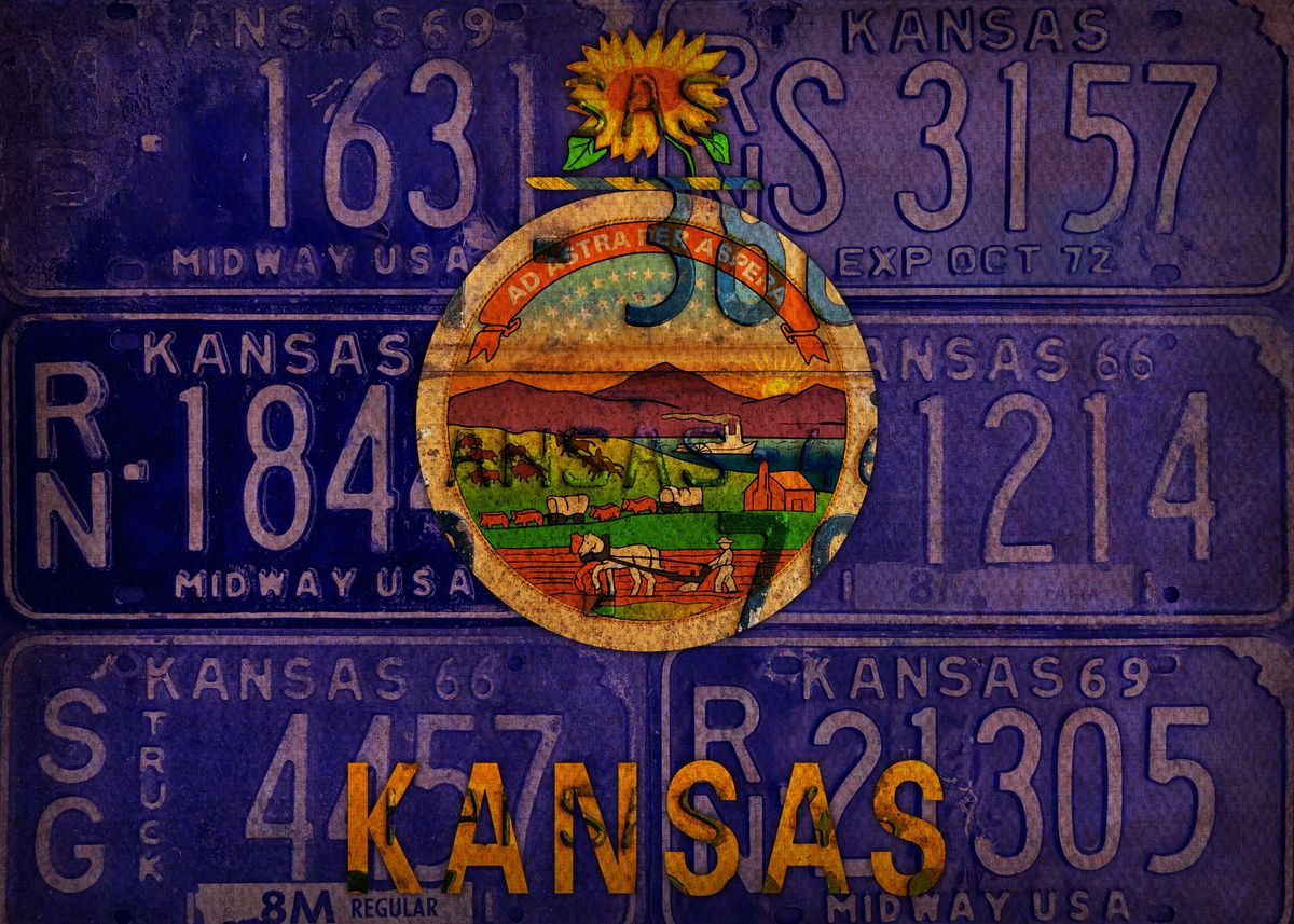 'Kansas State Flag License' Poster by Design Turnpike | Displate