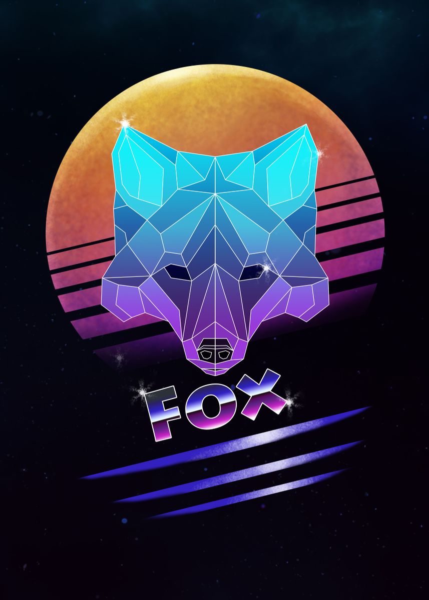 'Retro Synthwave Fox' Poster, picture, metal print, paint by Jay Diloy ...