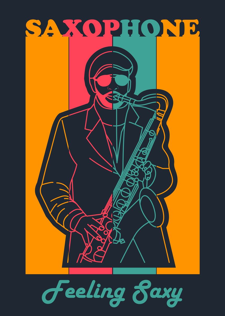 'Feeling Saxy' Poster, picture, metal print, paint by Snazzy | Displate
