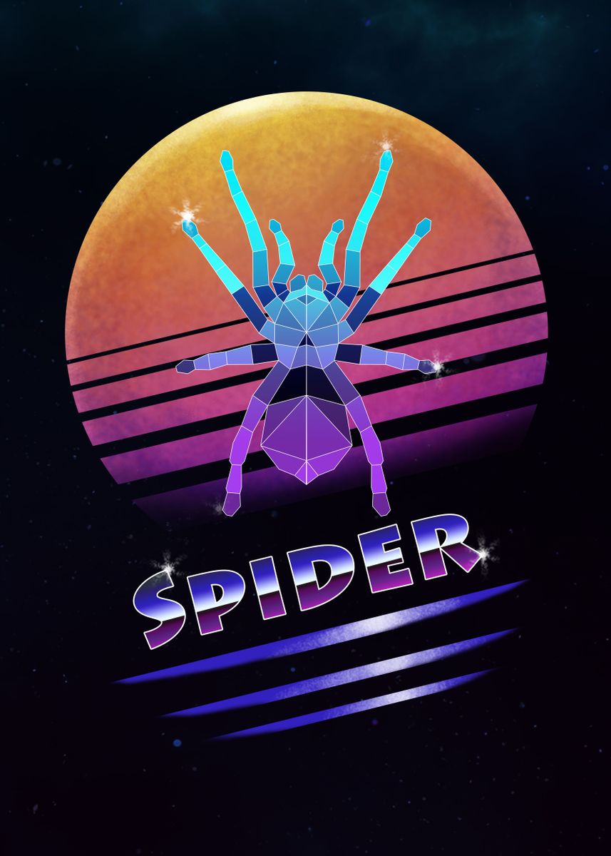 'Retro Synthwave Spider' Poster, picture, metal print, paint by Jay ...