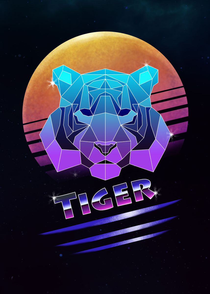 'Retro Synthwave Tiger' Poster, picture, metal print, paint by Jay ...