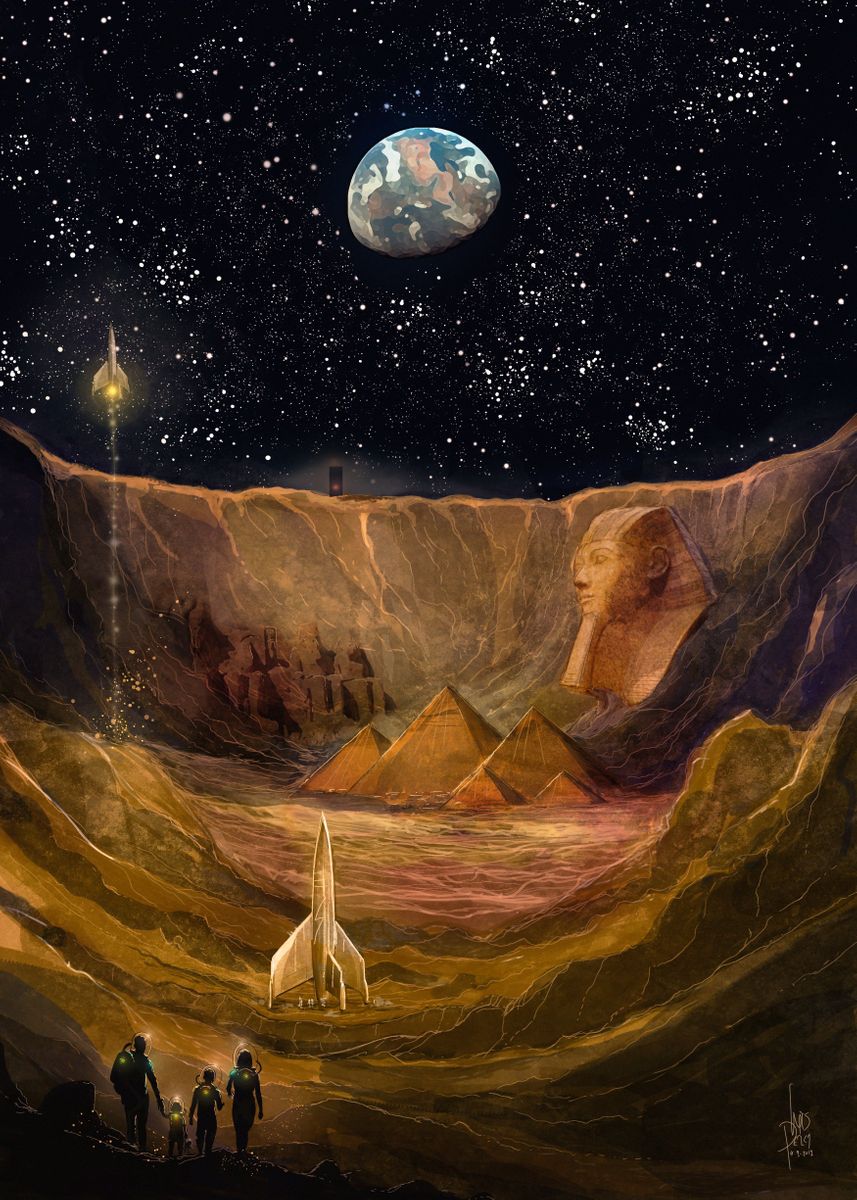 'Ancient Aliens on the Moon' Poster, picture, metal print, paint by ...