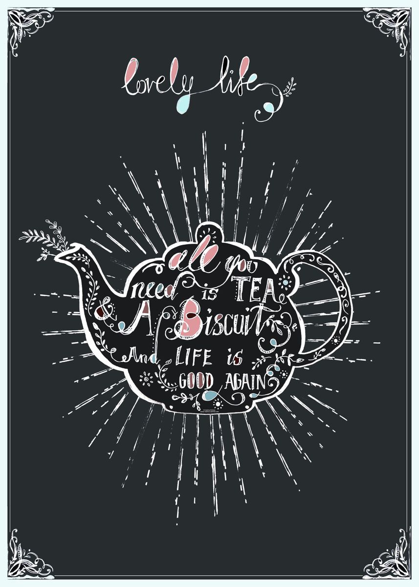 'Tea and a Biscuit' Poster, picture, metal print, paint by Fanitsa ...