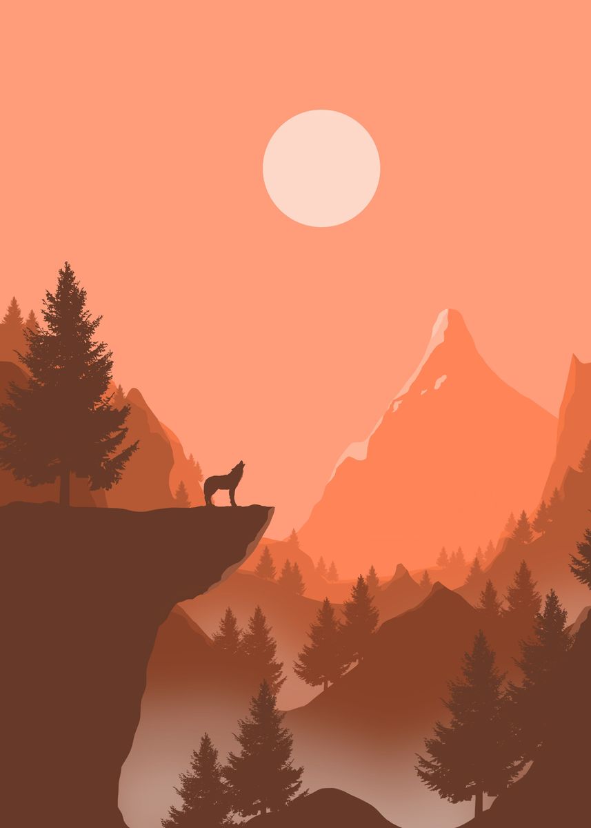 'Wolf 2D scene' Poster by Piat Armstrong | Displate