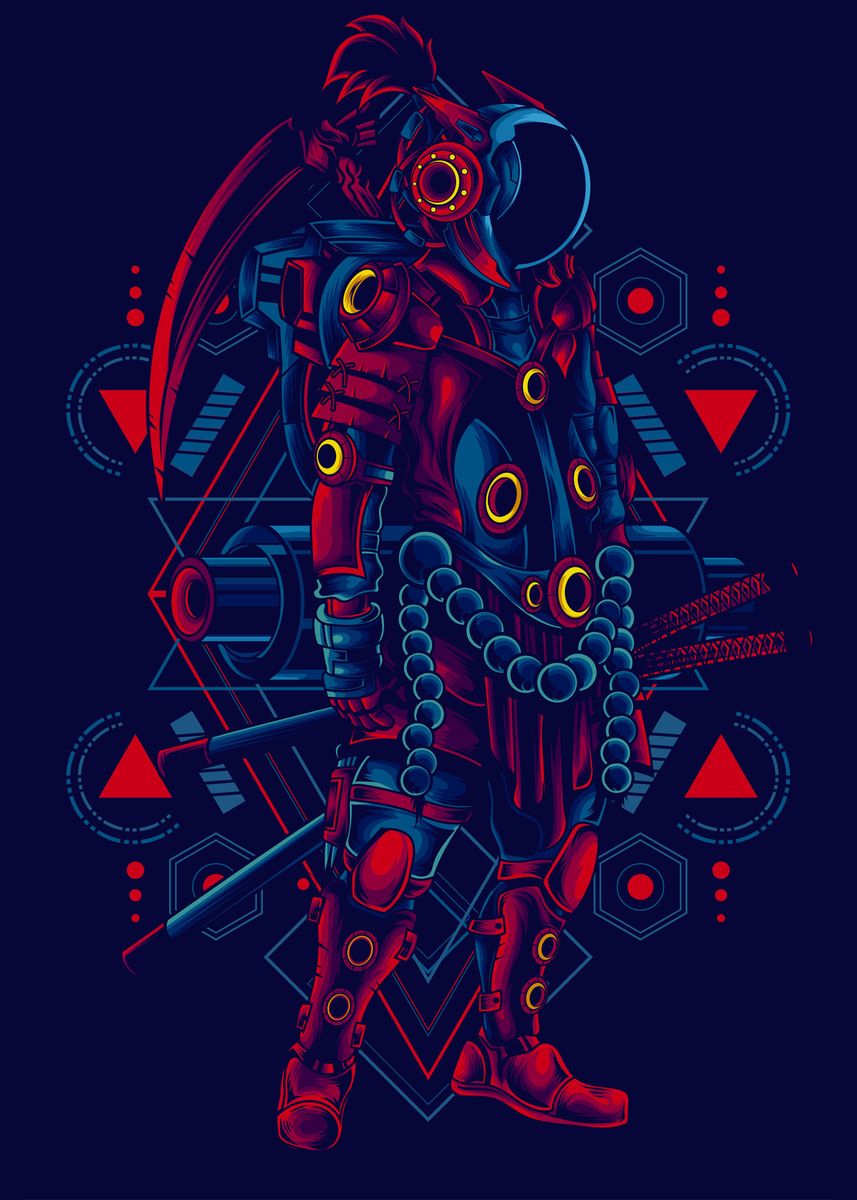 'Space Warrior' Poster, picture, metal print, paint by Snazzy | Displate