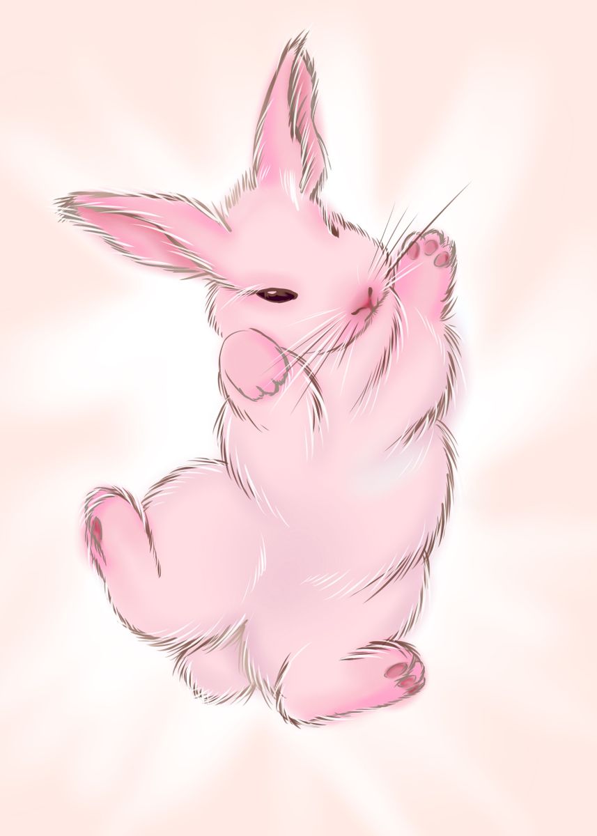 ' Cute pink rabbit ' Poster, picture, metal print, paint by Luybi ...