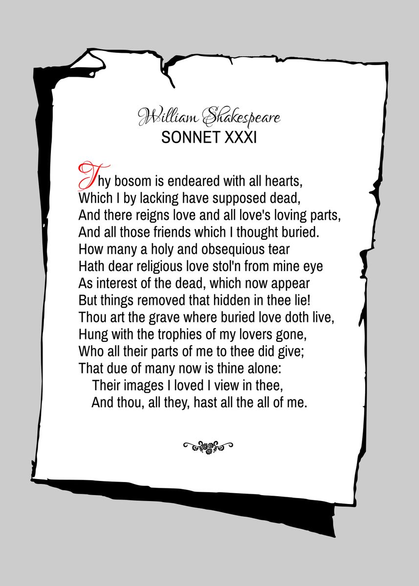 'Shakespeare Sonnet 31' Poster, picture, metal print, paint by Art ...