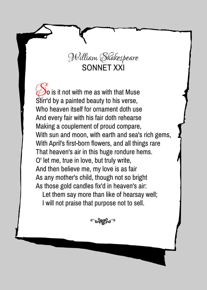 'Shakespeare Sonnet 21' Poster, picture, metal print, paint by Art ...