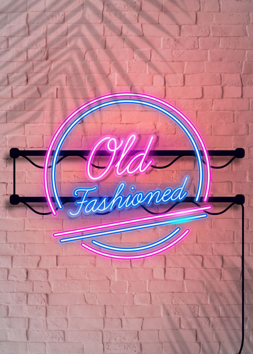 'NEON Bar Old Fashioned ' Poster, picture, metal print, paint by ...
