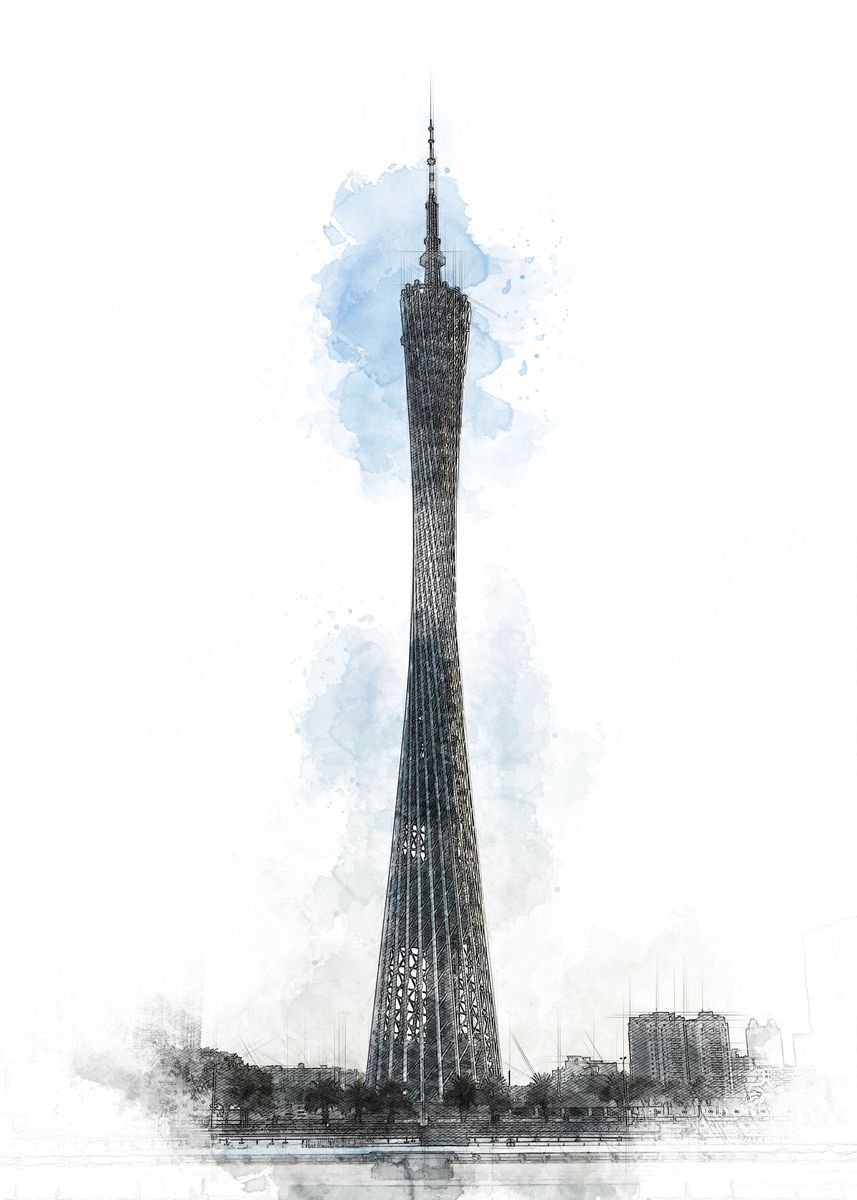'Canton Tower' Poster, picture, metal print, paint by Cornel Vlad ...