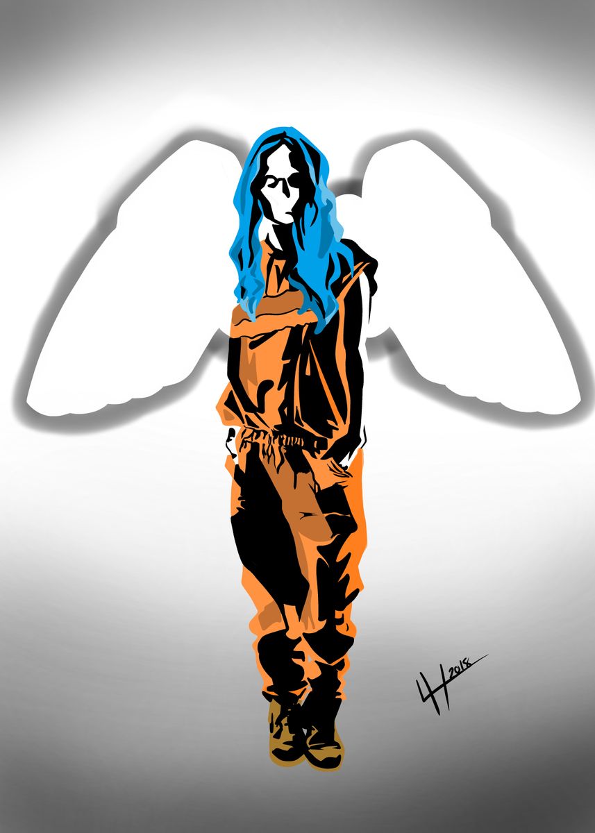 'Angel on fire' Poster, picture, metal print, paint by Laura Helsby ...