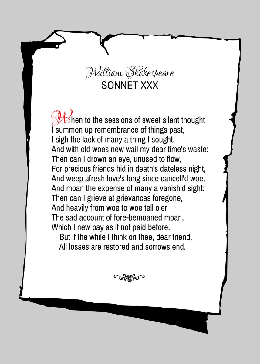 'Shakespeare Sonnet 30' Poster, picture, metal print, paint by Art ...